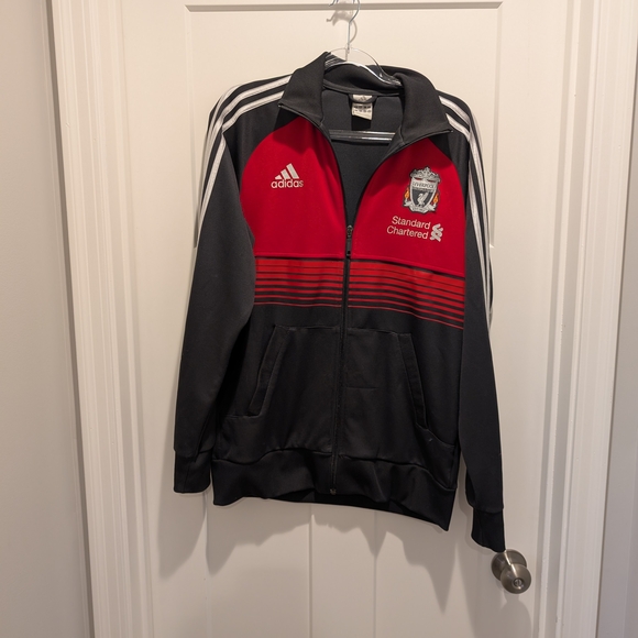 adidas | Jackets & Coats | Adidas Liverpool Fc Black And Red Jacket ...